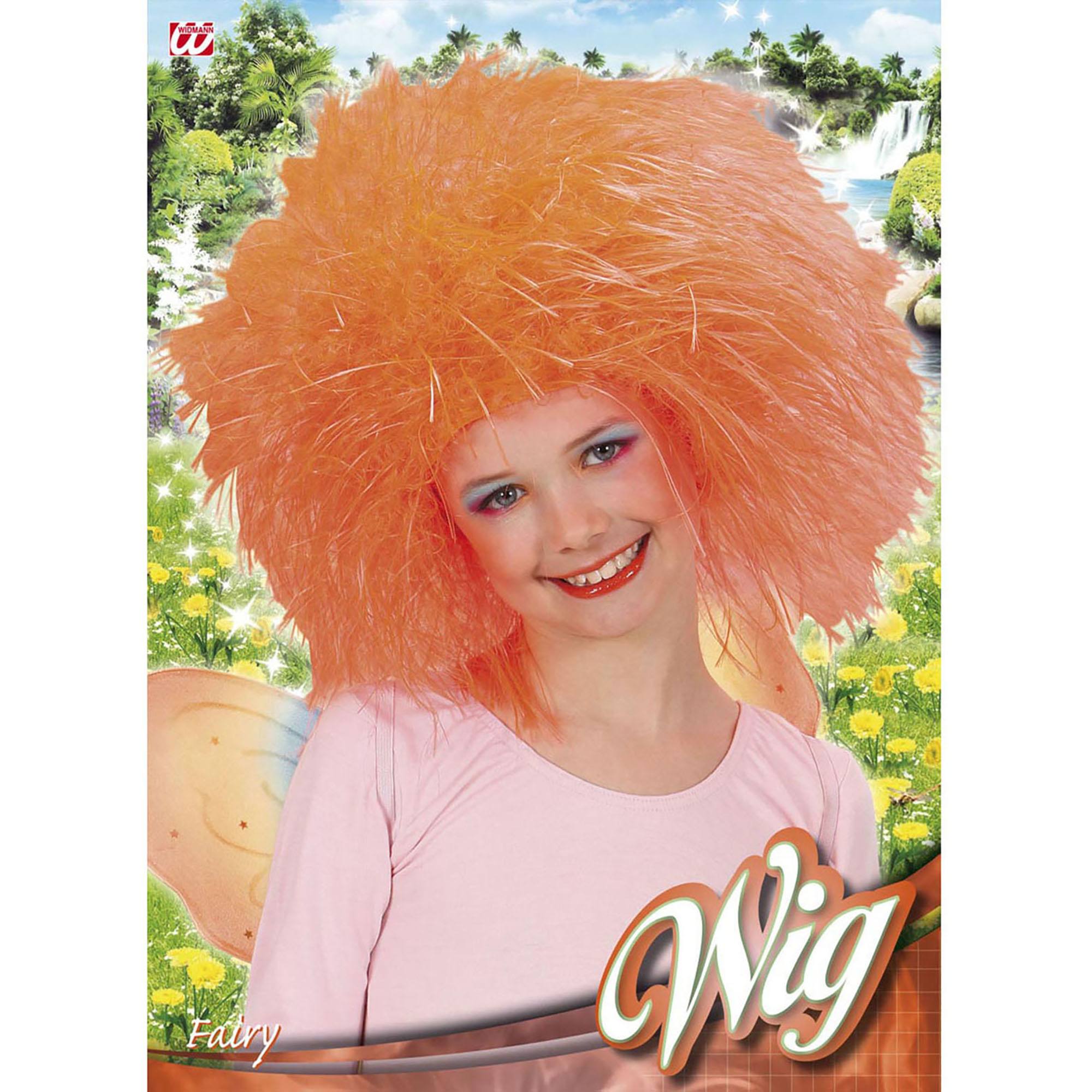 Pruik neon oranje kind Goedkope Feestwinkel