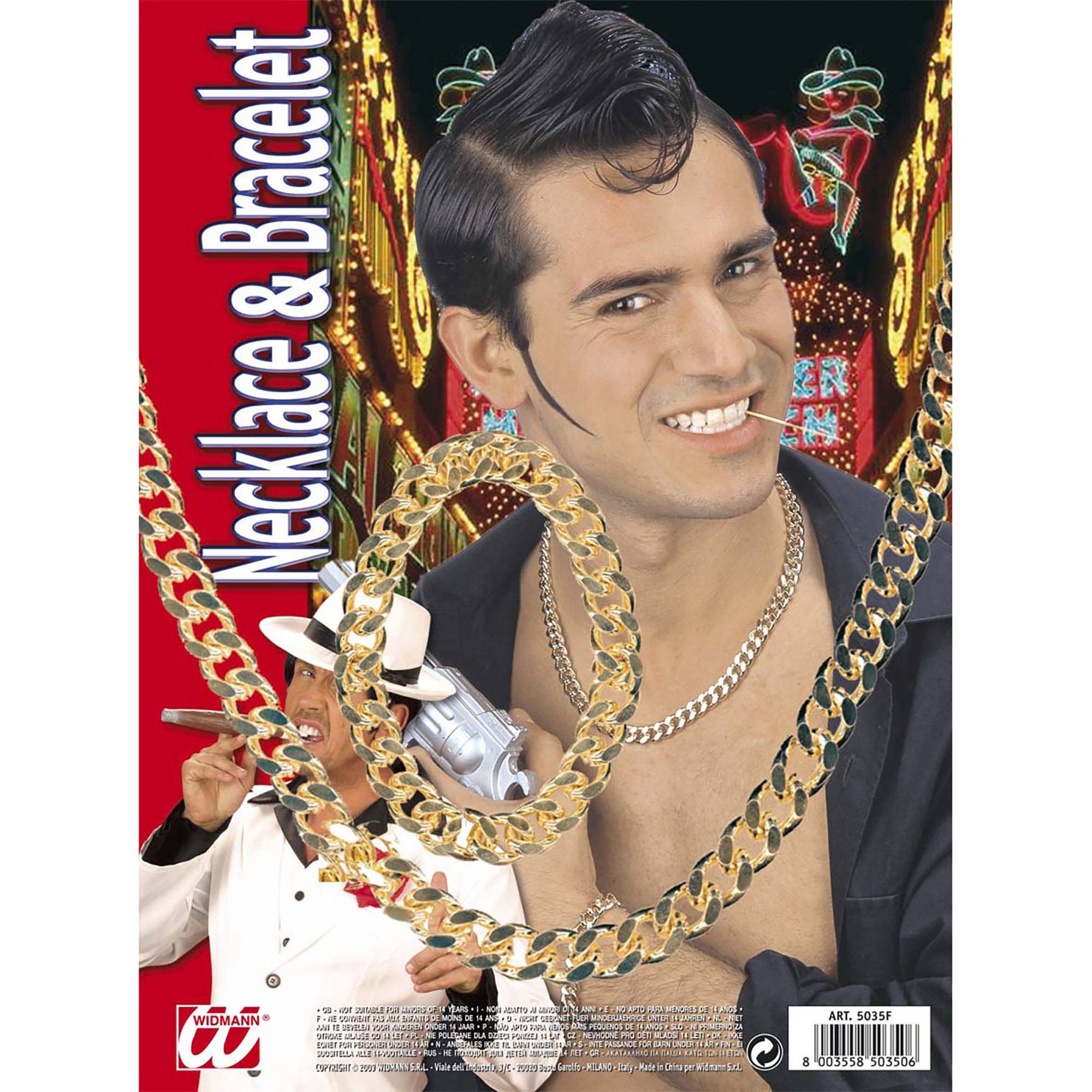 Pimp ketting en armband rapper Goedkope Feestwinkel