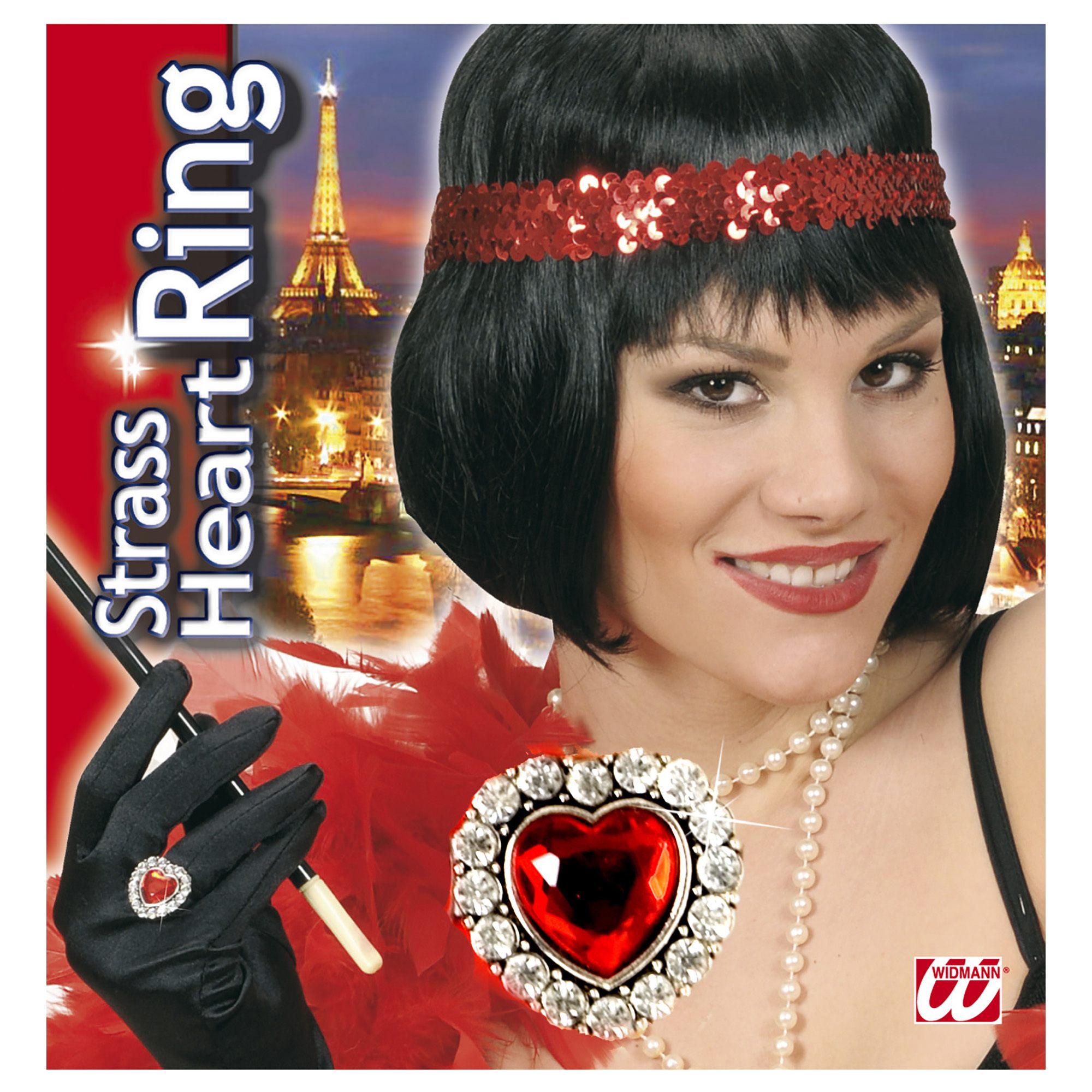 Ring met hart en rode steen Goedkope Feestwinkel