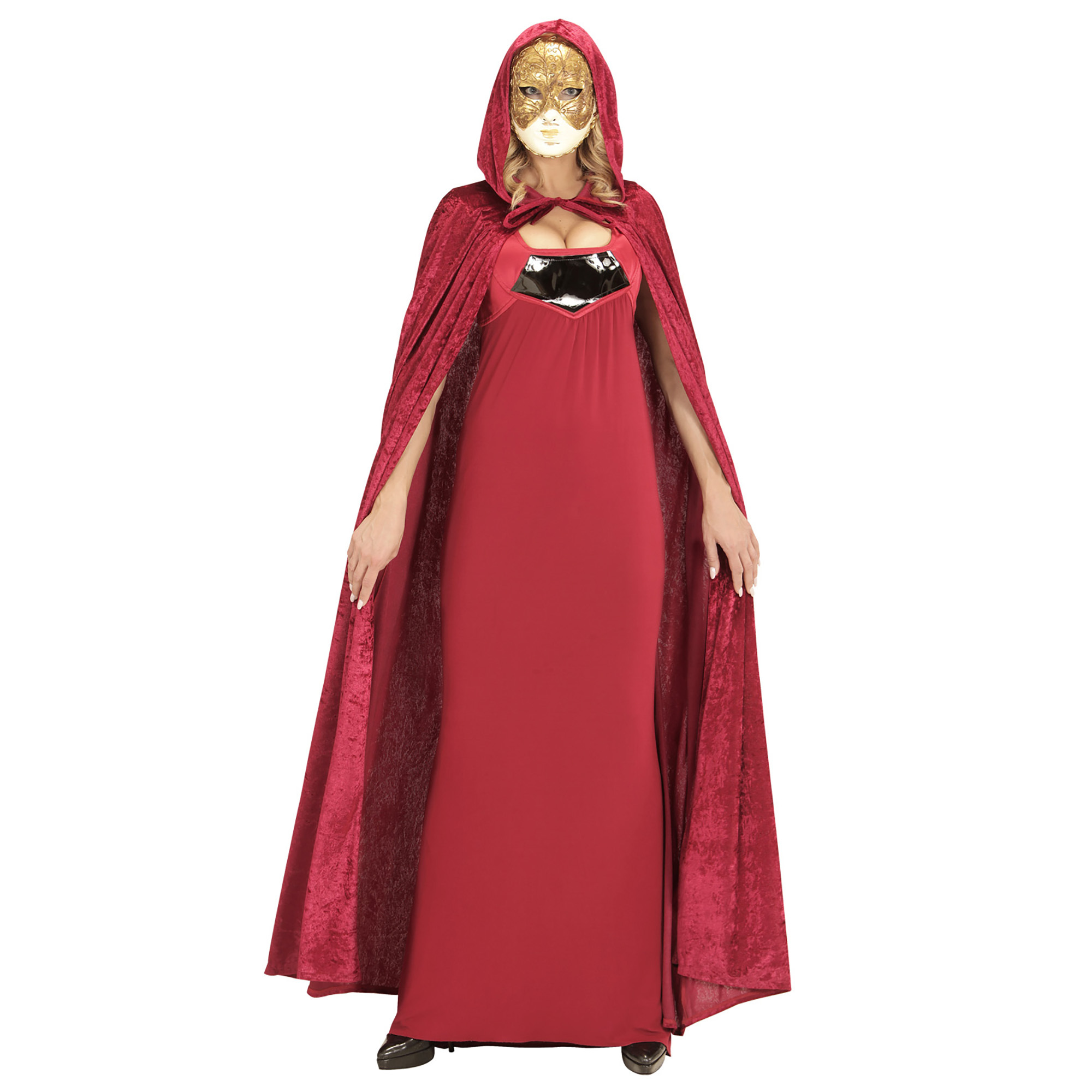 Fluwele cape met cappuchon rood 150cm Goedkoop