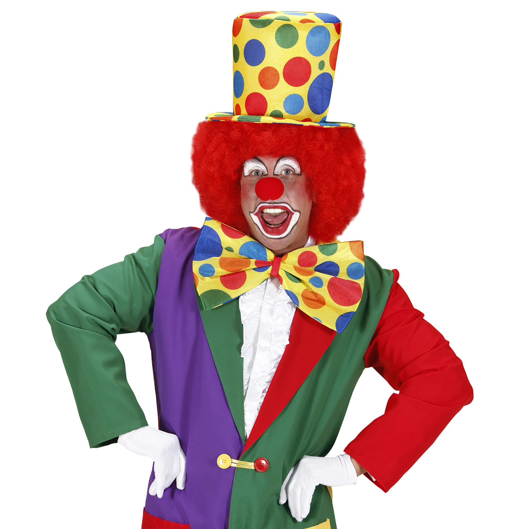 Clown strik groot met stippen in diverse kleuren