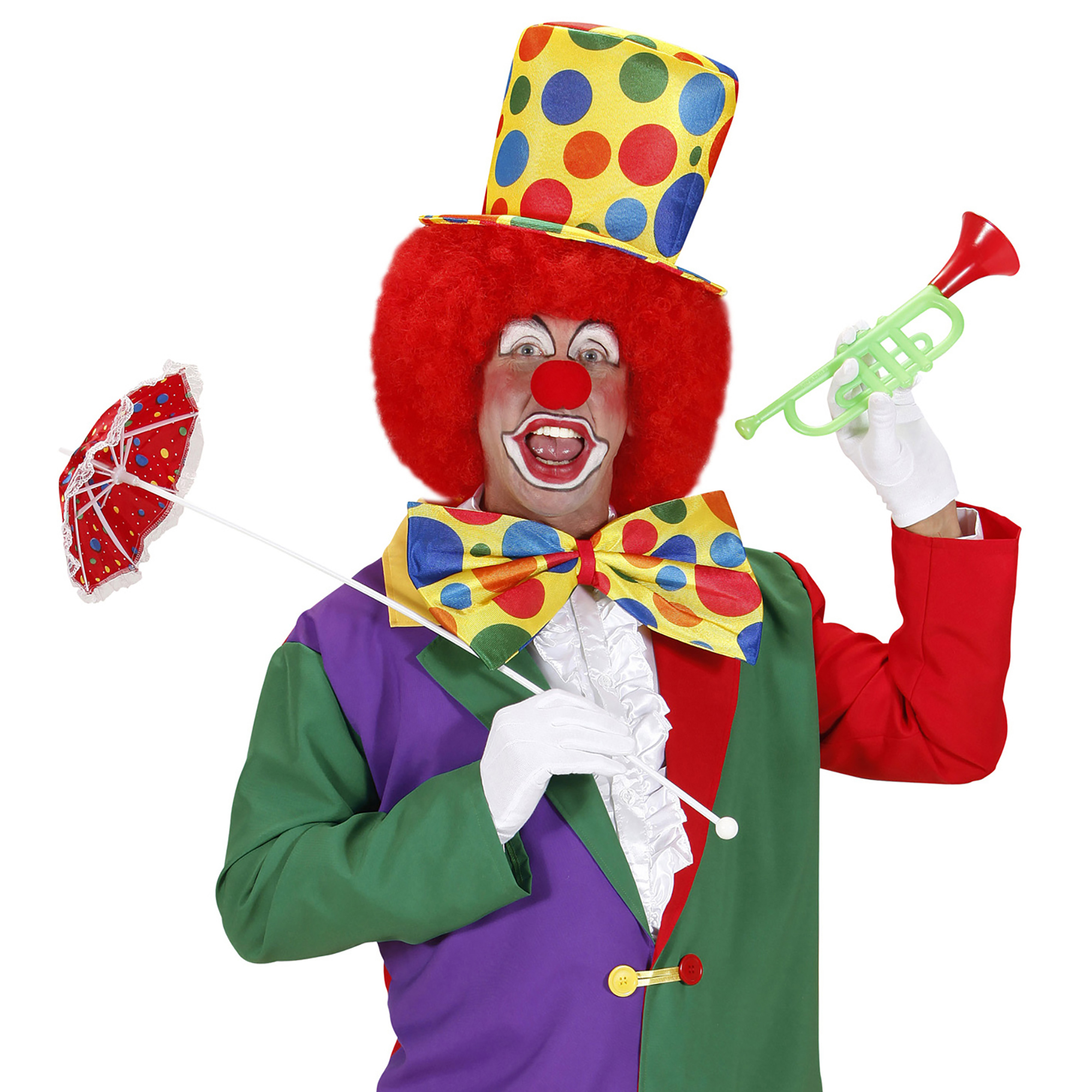 Clown strik groot met stippen in diverse kleuren