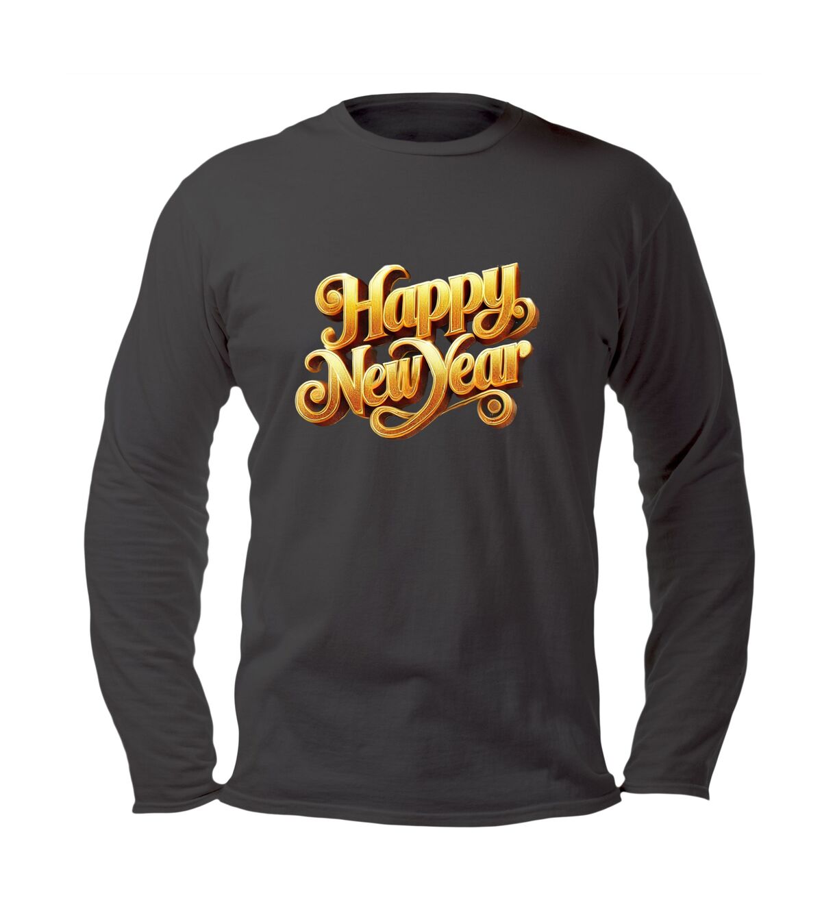 T shirt Lange Mouw Happy New Year In 3d Letters