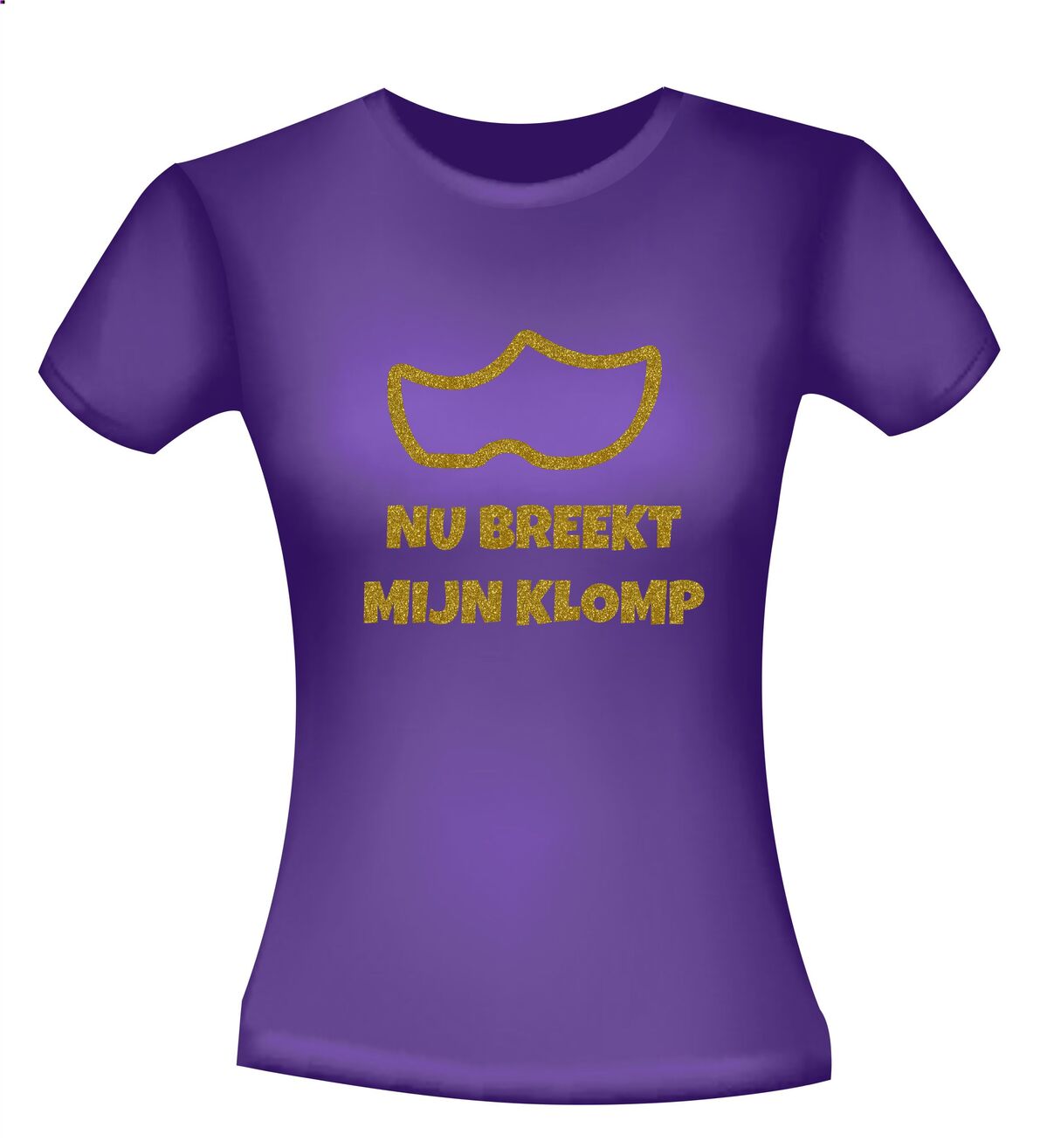 Nu breekt mijn klomp glitter goud t-shirt korte mouw