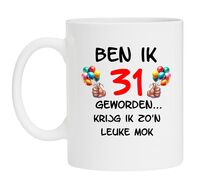 Mok voor een de leeftijd van 31 jaar verjaardag ...