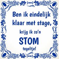 Ben ik eindelijk klaar met stage krijg ik zo'n stom ...