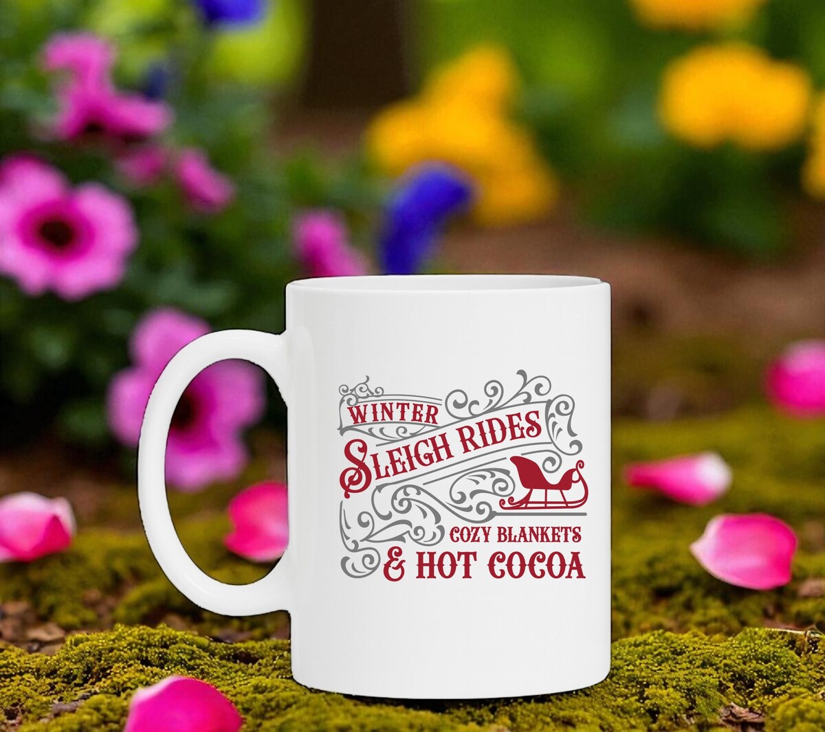 Witte mok vintage sleigh ride sign Goedkoop