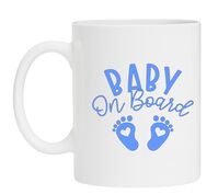 Mok baby on board blauwe tekst voor een jongen