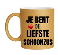 Voor de liefste schoonzus mok glitter goud