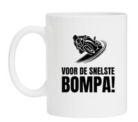 Mok voor de snelste bompa. Een bompa die motor rijd