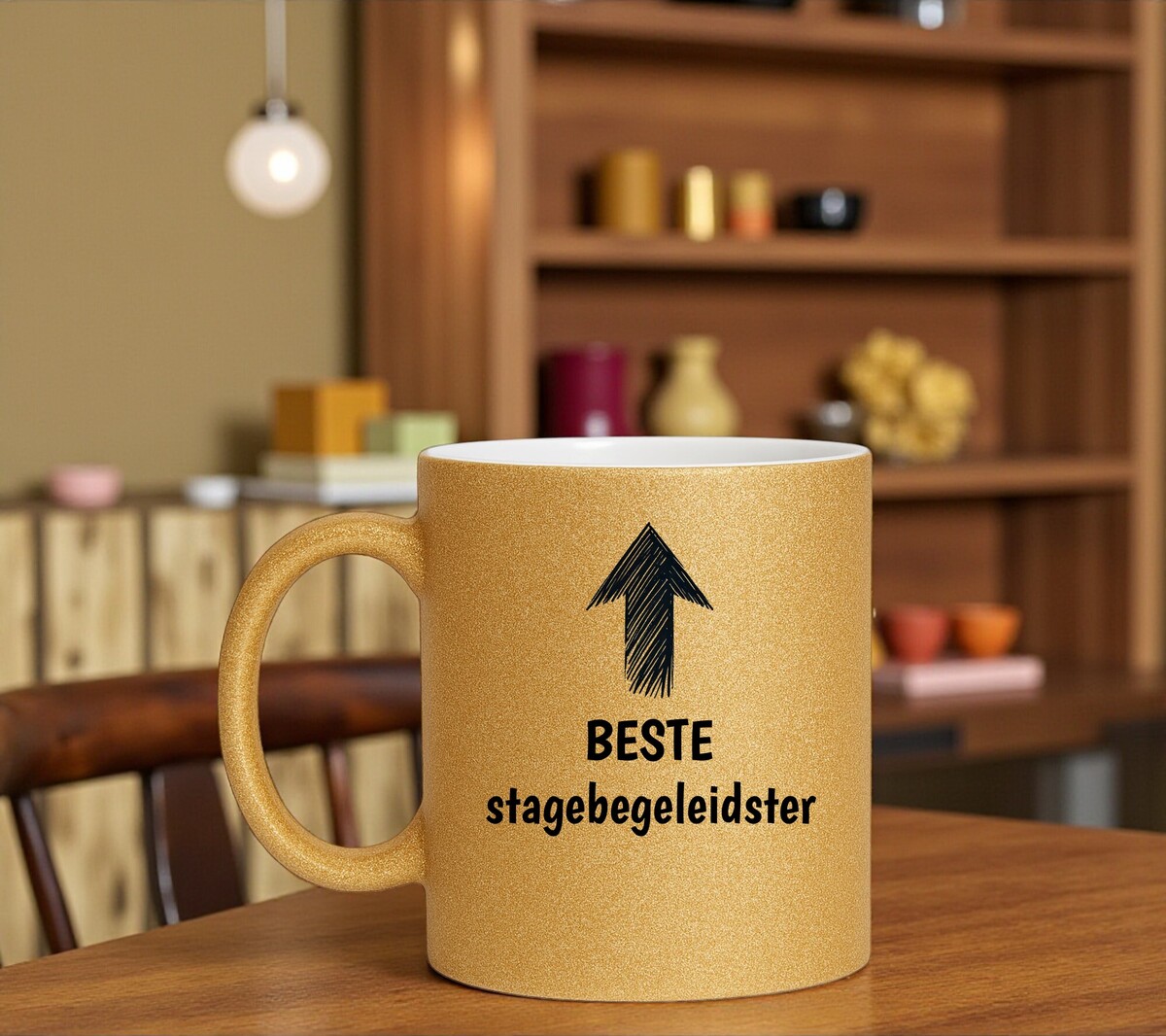 Mok voor de beste stagebegeleidster glitter goud mok