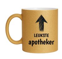 Gouden mok met glitters voor een leuke apotheker