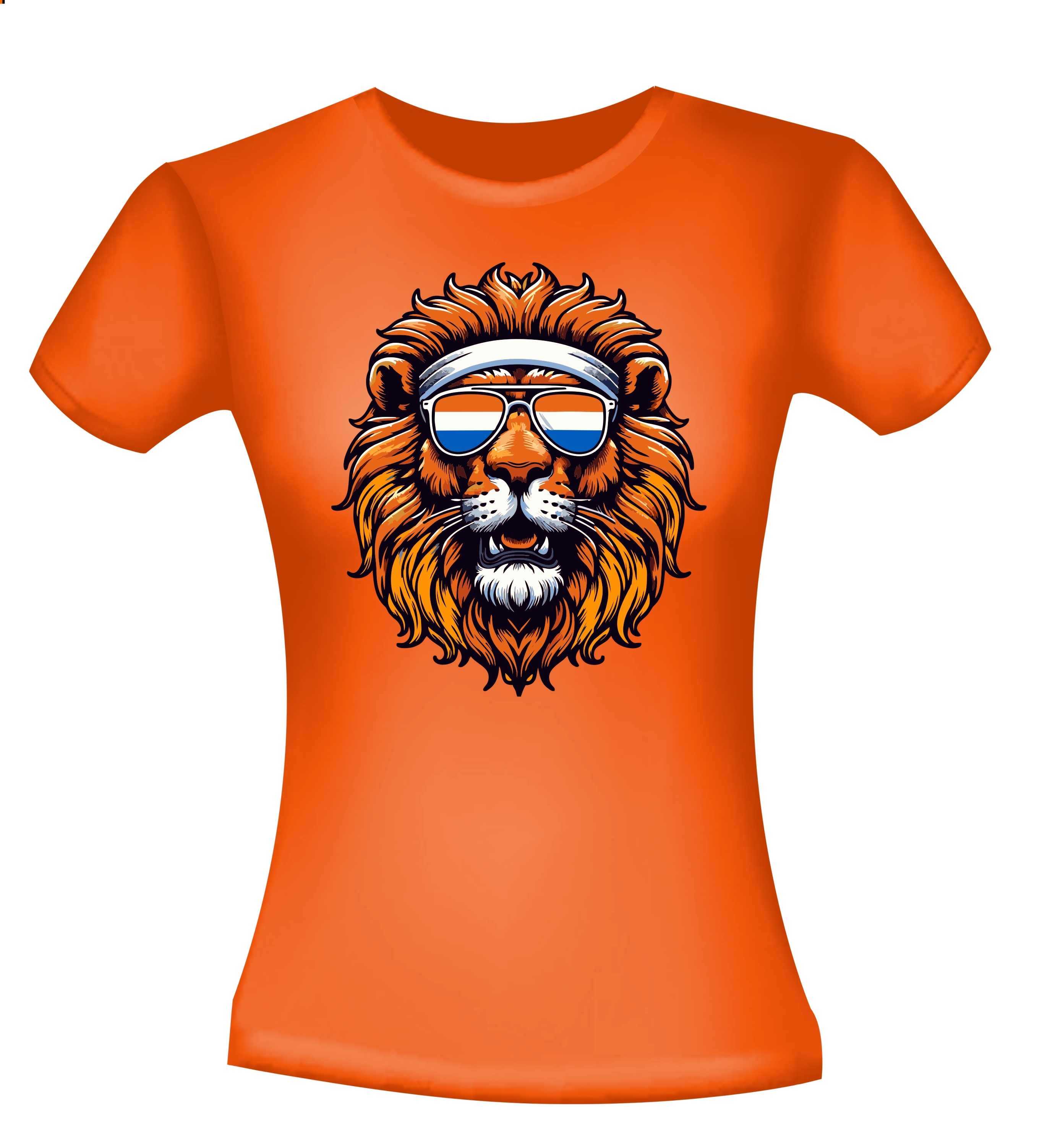 Oranje WK shirtje brullende leeuw met witte haarband witt...