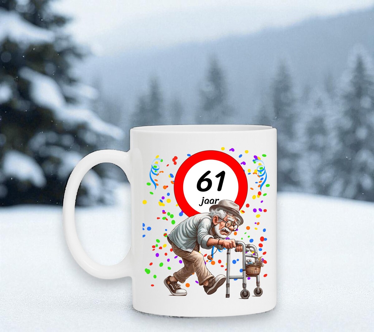 Humoristische mok 61 Jaar opa met rollator grappig ...